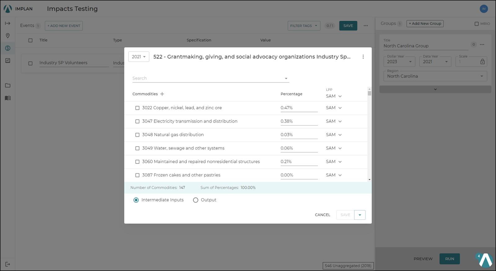 Industry Spending Pattern Events – IMPLAN - Support