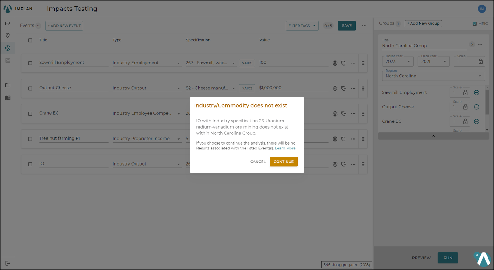 Industry Spending Pattern Events – IMPLAN - Support