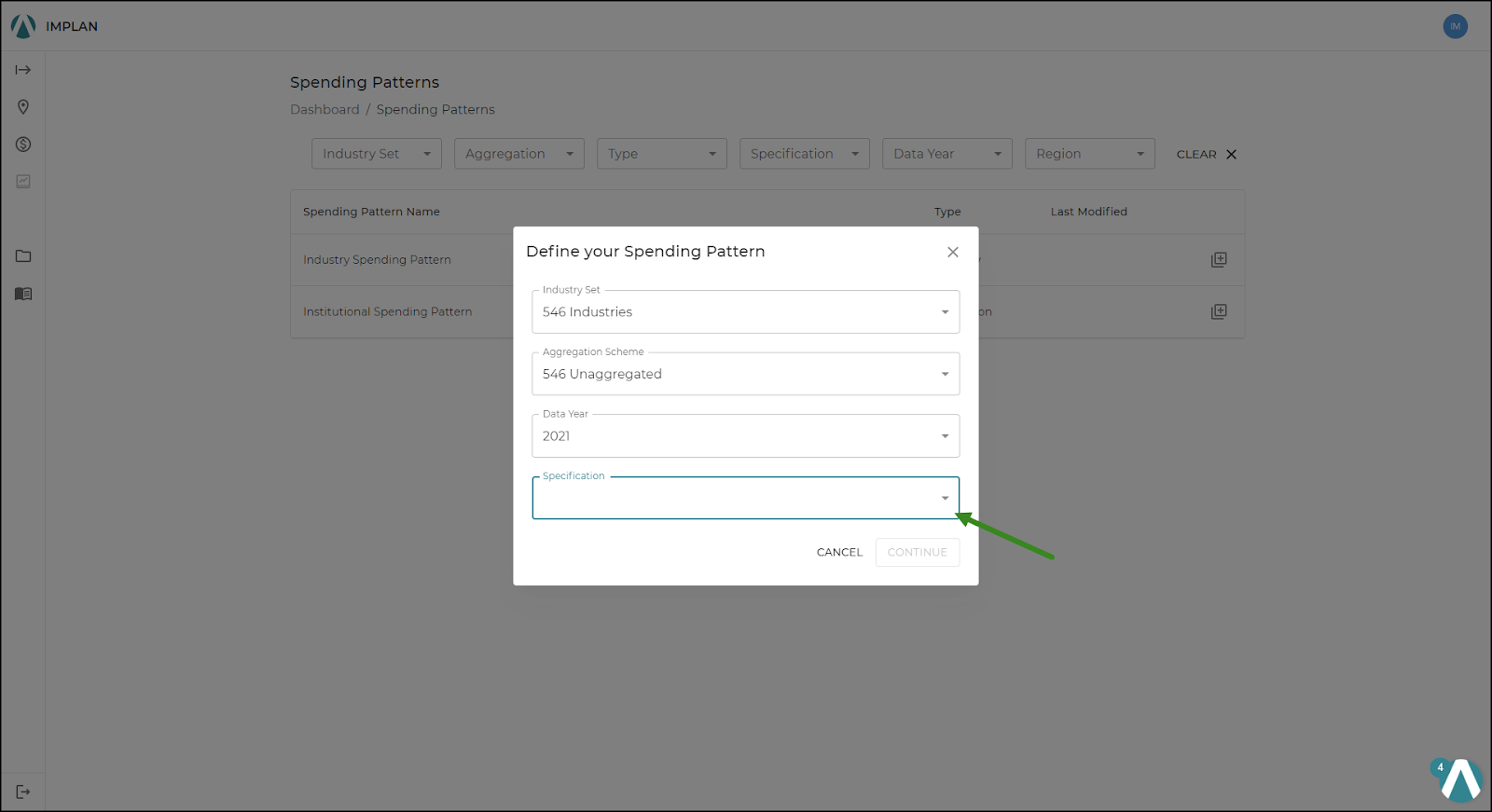 Custom Spending Pattern – IMPLAN - Support