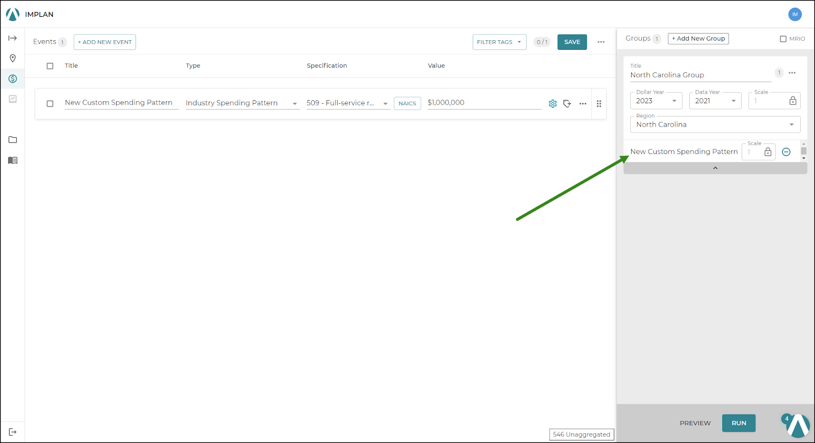 Custom Spending Pattern – IMPLAN - Support