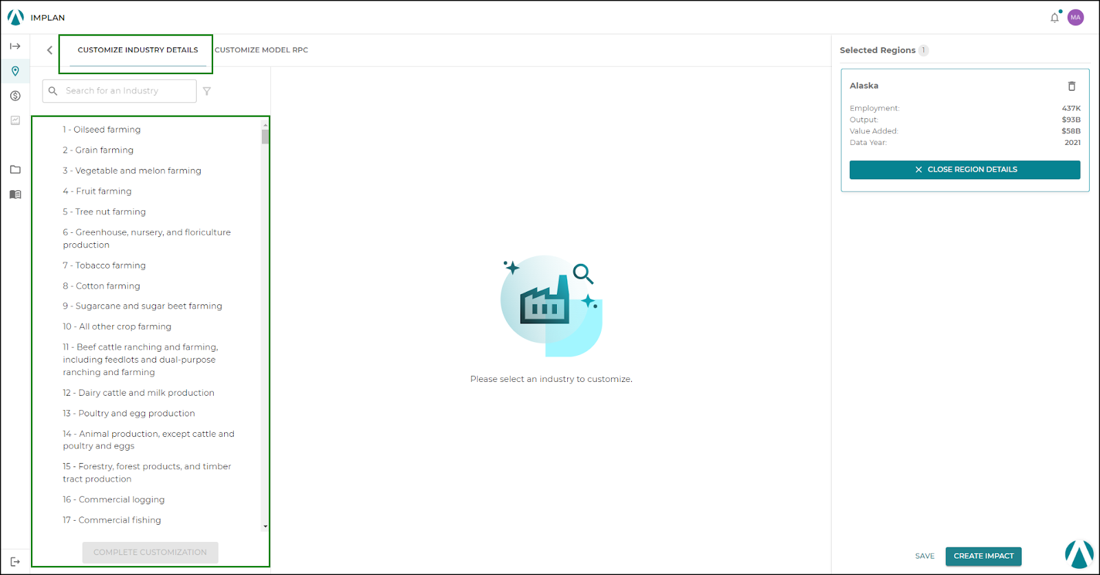 Customize Region Menu – IMPLAN - Support