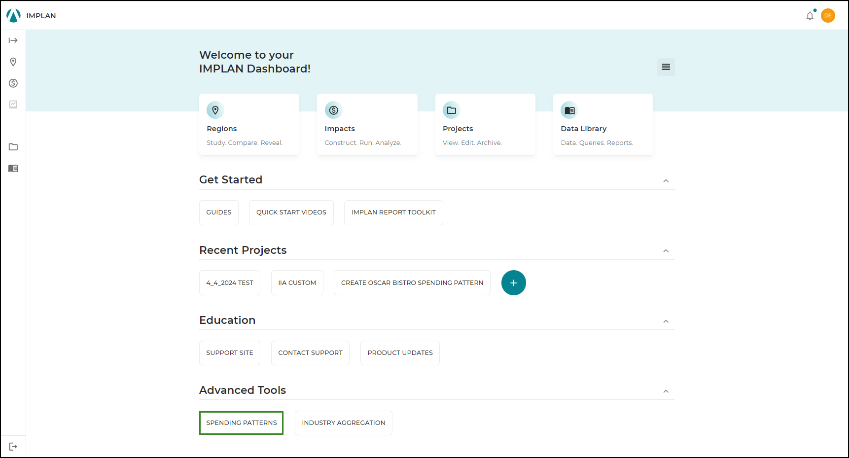 Custom Spending Pattern – IMPLAN - Support