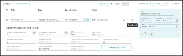 Industry Impact Analysis (Detailed) Events – IMPLAN - Support