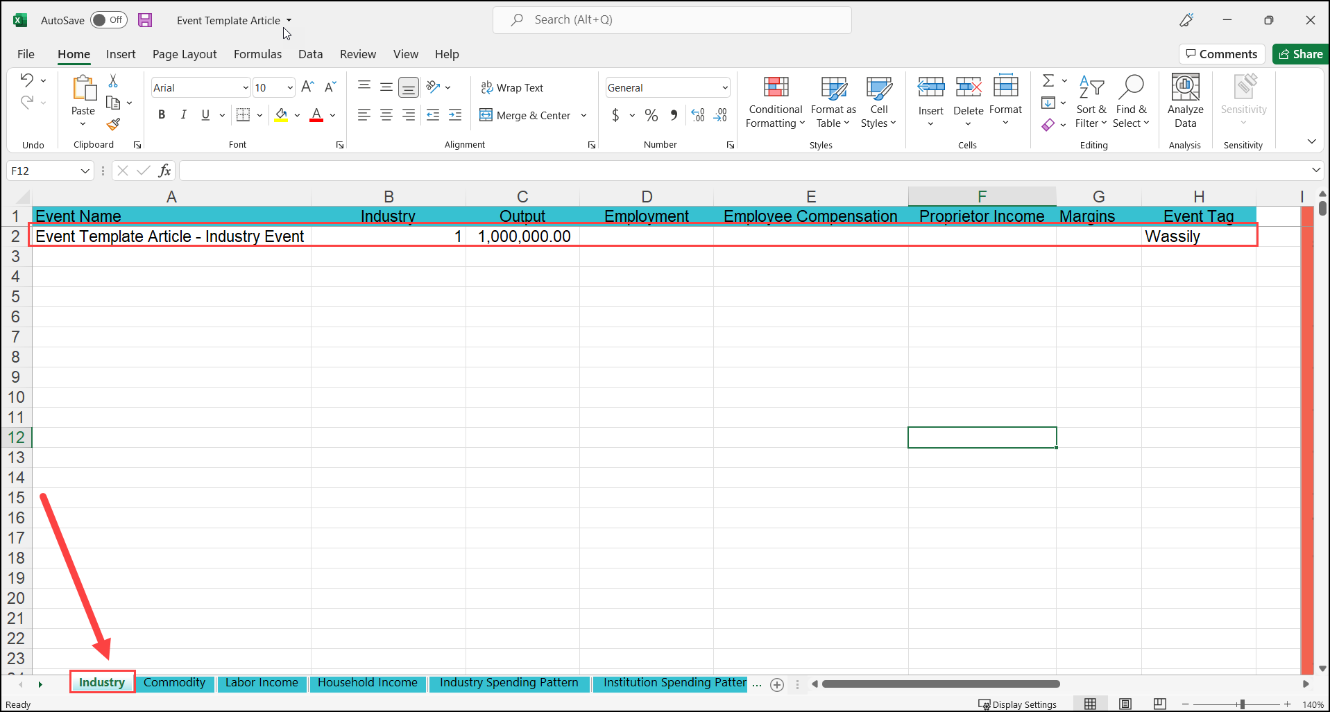Using the Event Template – IMPLAN - Support